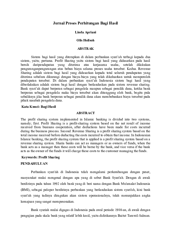 (DOC) Jurnal Proses Perhitungan Bagi Hasil