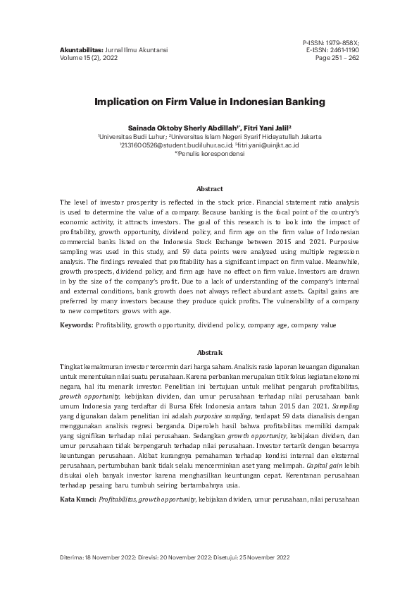 (PDF) Implication on Firm Value in Indonesian Banking