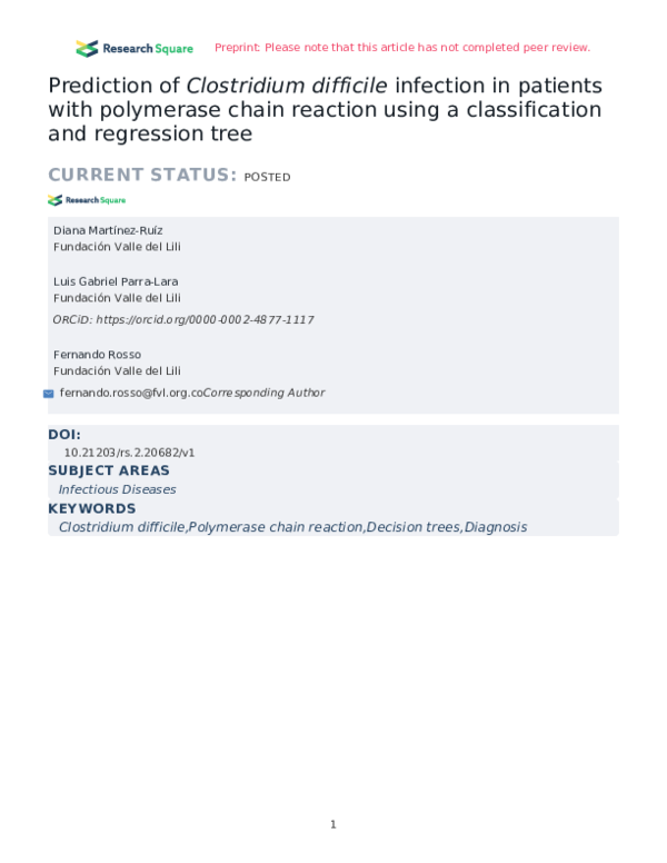(PDF) Prediction of Clostridium difficile infection in patients with ...