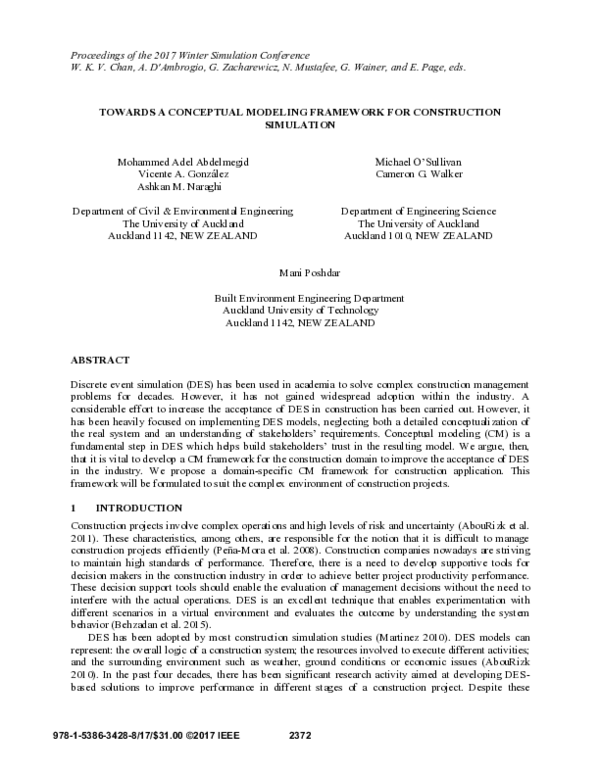 Towards a conceptual modeling framework for construction simulation