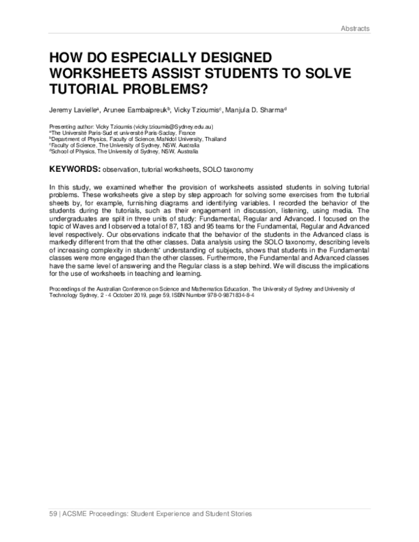 (PDF) How do especially designed worksheets assist students to solve ... (PDF) How do especially designed worksheets assist students to solve ...