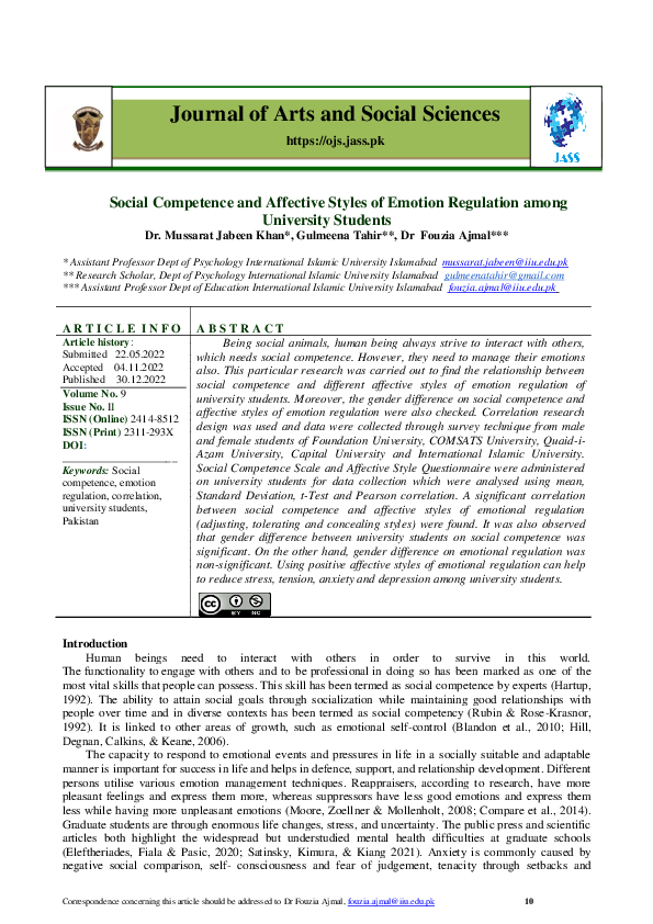 (PDF) Social Competence and Affective Styles of Emotion Regulation ...
