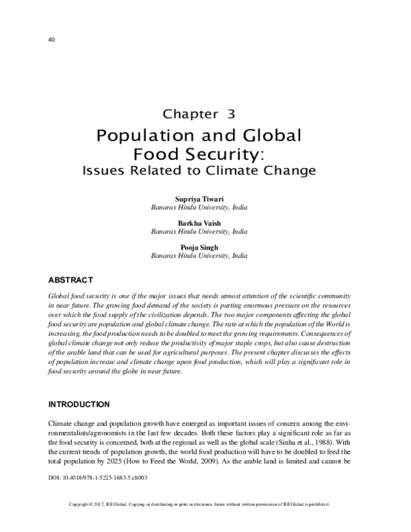 (PDF) Population and Global Food Security