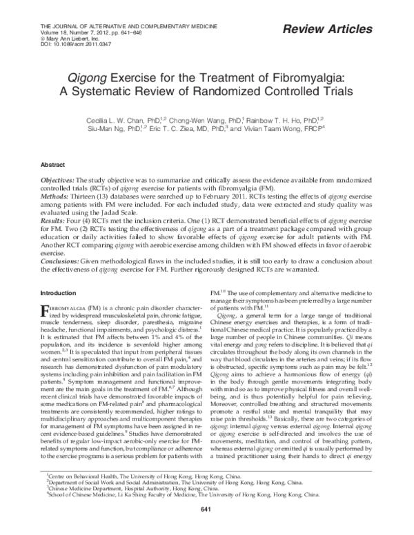 (PDF) Qigong Exercise for the Treatment of Fibromyalgia: A Systematic Review of Randomized ...