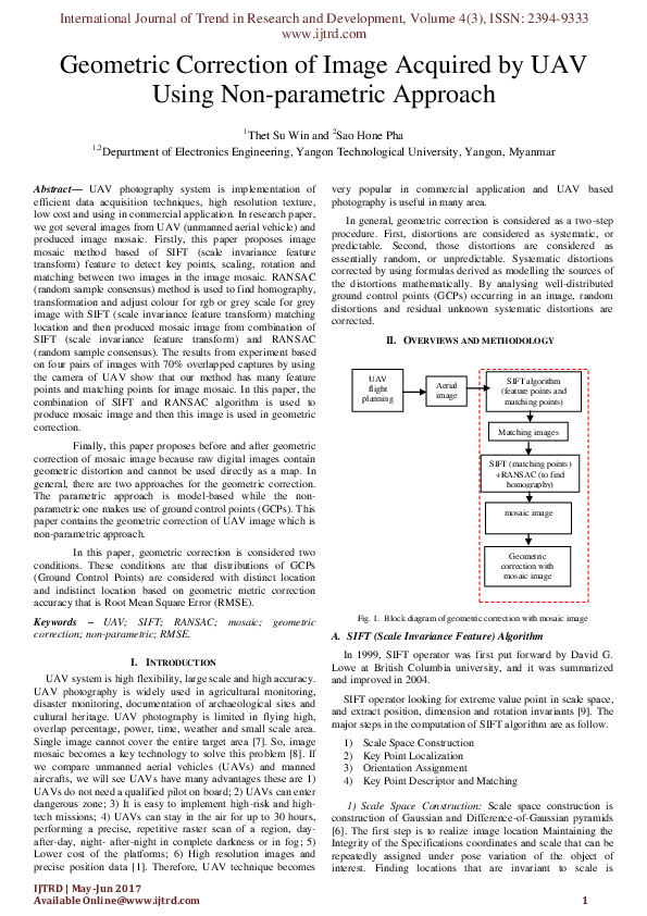 (PDF) Geometric Correction of Image Acquired by UAV Using Non-parametric Approach