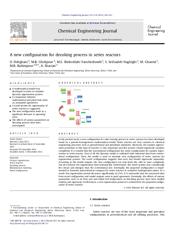 (PDF) A new configuration for decoking process in series reactors