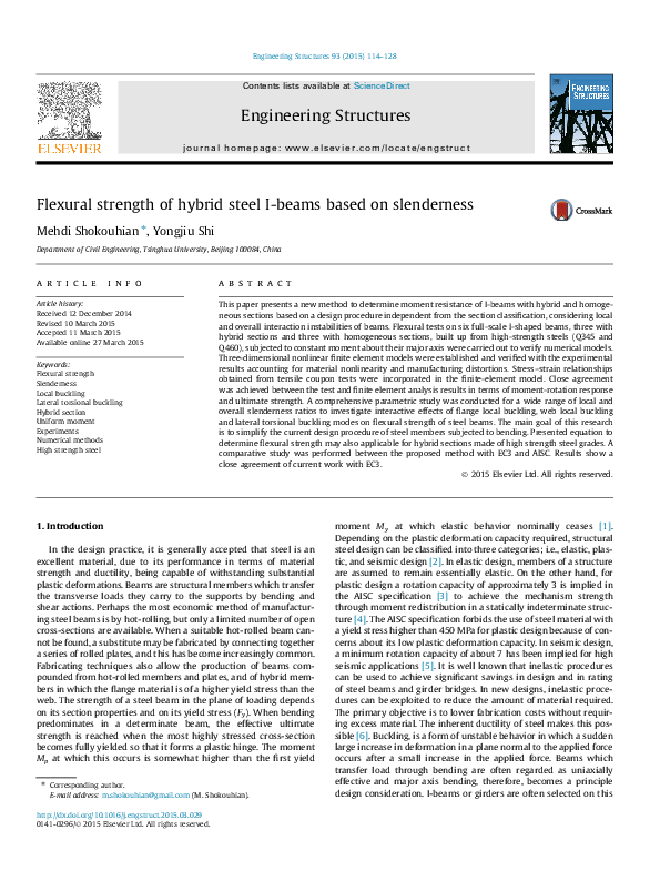 (PDF) Flexural strength of hybrid steel I-beams based on slenderness
