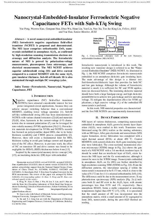 (PDF) Nanocrystal-Embedded-Insulator Ferroelectric Negative Capacitance ...