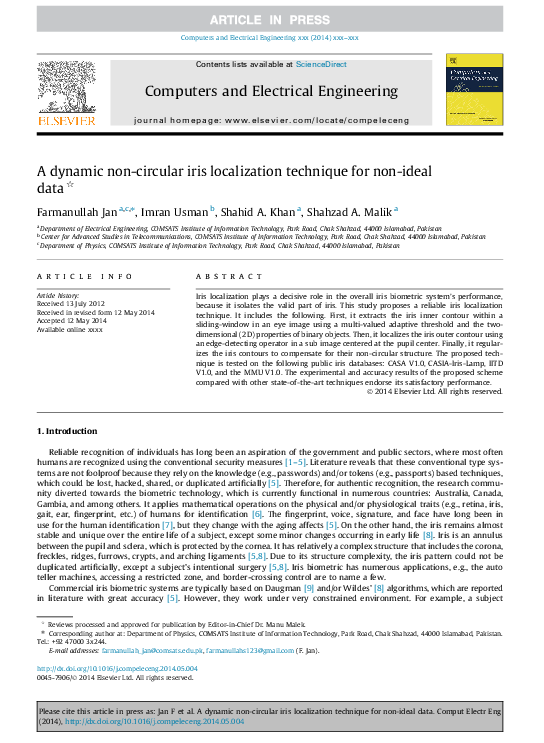 (PDF) A dynamic non-circular iris localization technique for non-ideal data