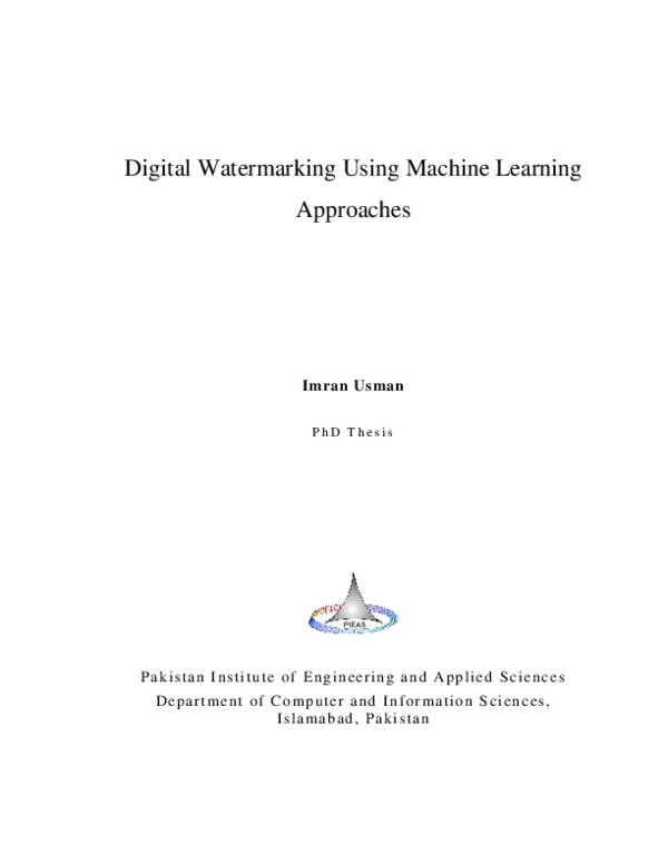 (PDF) Digital Watermarking Using Machine Learning Approaches