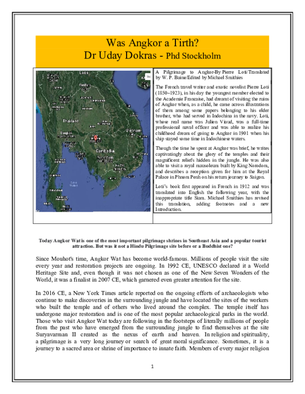 (DOC) Was Angkor a Tirth for Pilgrimage?