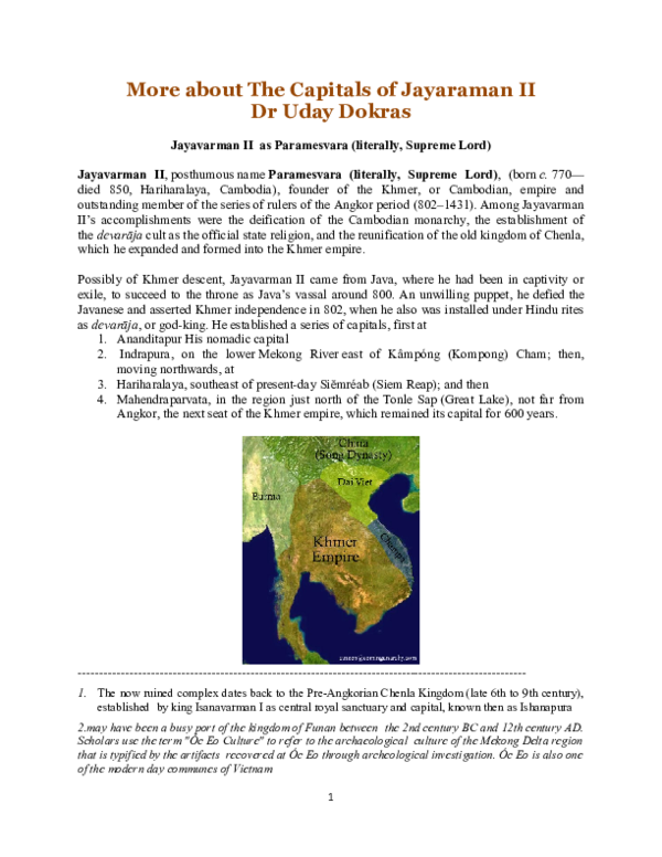 (DOC) More about the Capitals of Jayavarman II