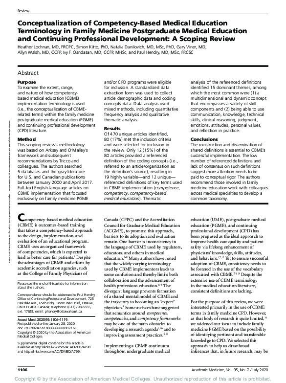(PDF) Conceptualization of Competency-Based Medical Education Terminology in Family Medicine ...