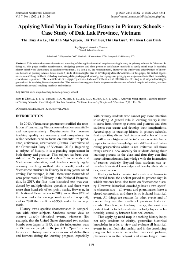 (PDF) Applying Mind Map in Teaching History in Primary Schools – Case ...