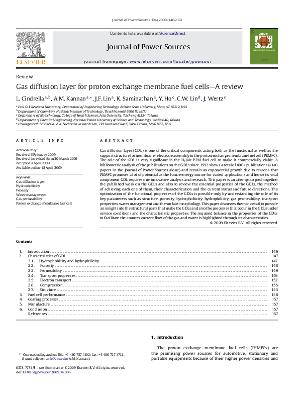(PDF) Gas diffusion layer for proton exchange membrane fuel cells—A review