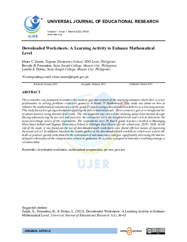 (PDF) Downloaded Worksheets: A Learning Activity to Enhance ...