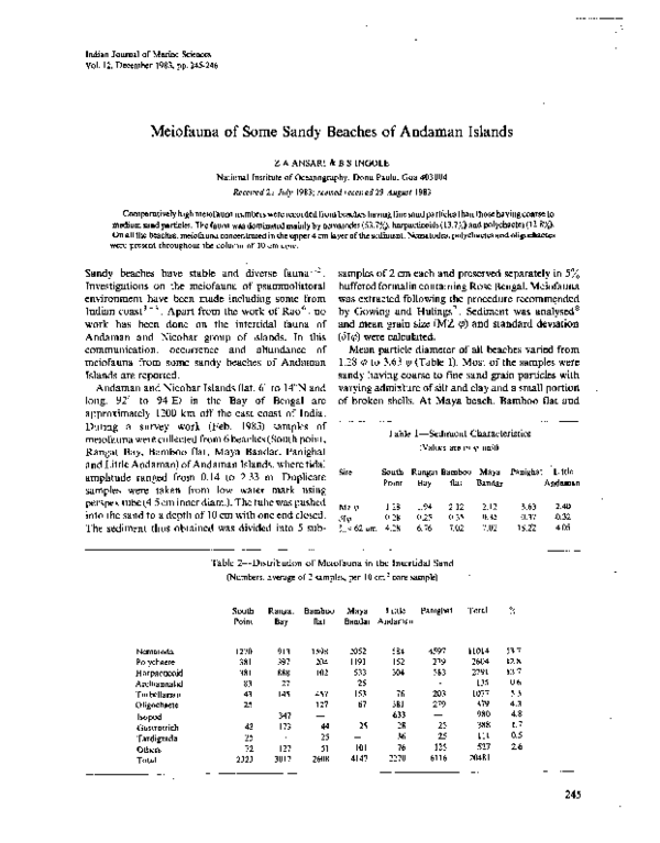 (PDF) Meiofauna of some sandy beaches of Andaman Islands