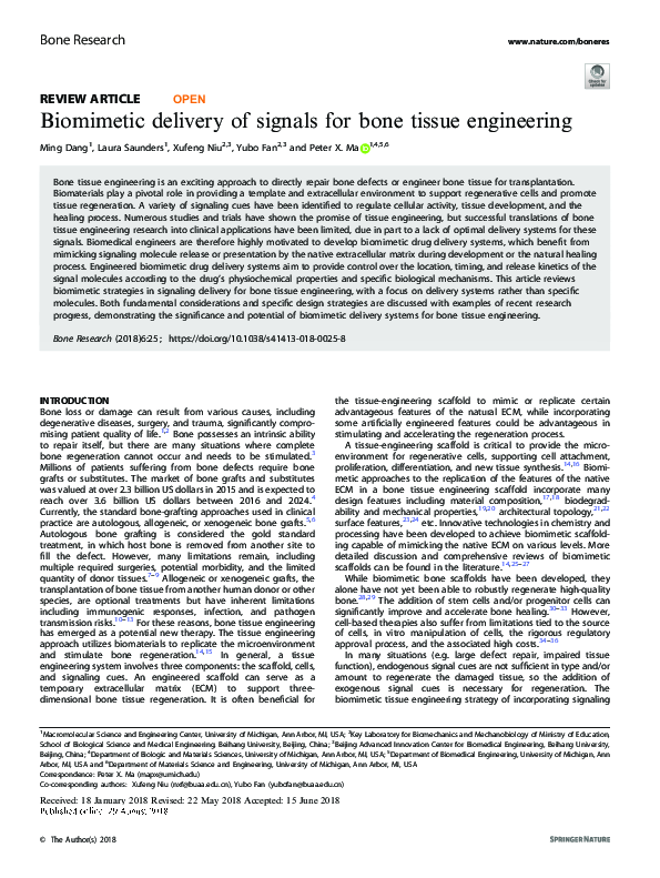 (PDF) Biomimetic delivery of signals for bone tissue engineering