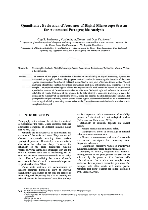 (PDF) Quantitative Evaluation of Accuracy of Digital Microscope System for Automated ...