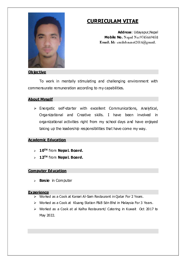 (PDF) Ganga Bahadur Basnet CV compressed | Smile Basnet - Academia.edu