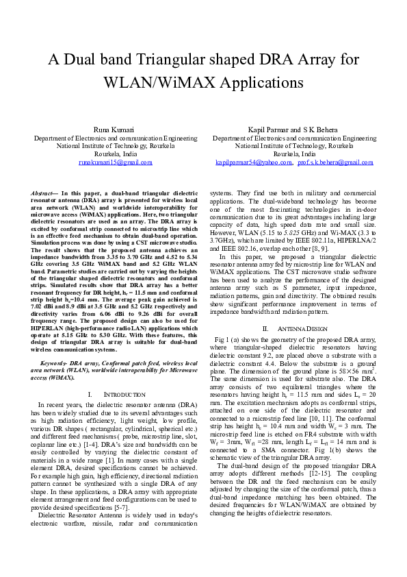 (PDF) A dual band triangular shaped DRA array for WLAN/WiMAX applications