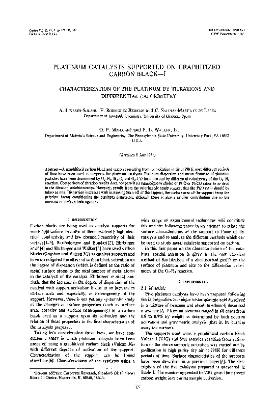 (PDF) Platinum catalysts supported on graphitized carbon black—I