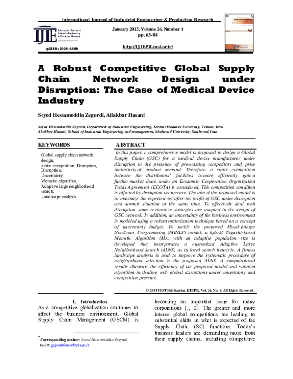 (PDF) A Robust Competitive Global Supply Chain Network Design under ...