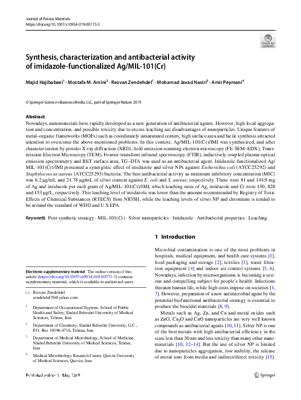 (PDF) Synthesis, Characterization and Antibacterial Activity of Chlorophyllin Functionalized ...