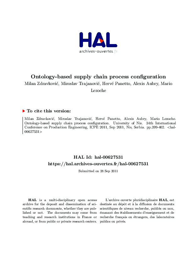 (PDF) Ontology-based supply chain process configuration