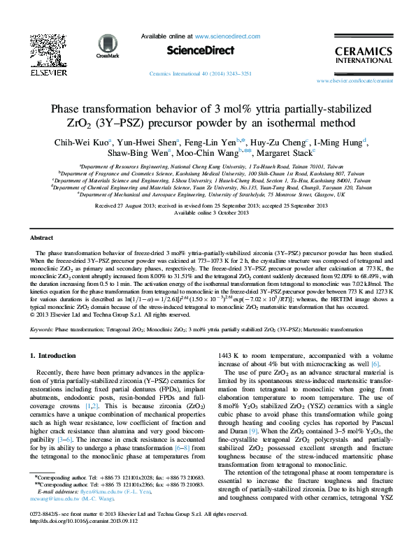 (PDF) Phase transformation behavior of 3 mol% yttria partially ...
