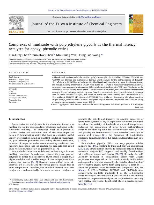 (PDF) Complexes of imidazole with poly(ethylene glycol)s as the thermal ...