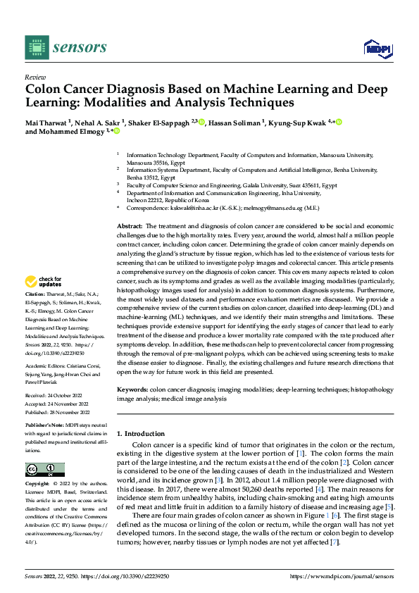 Colon Cancer Diagnosis Based on Machine Learning and Deep Learning ... Colon Cancer Diagnosis Based on Machine Learning and Deep Learning ...