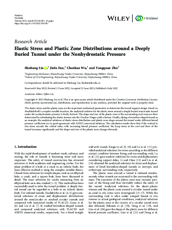 (PDF) Elastic Stress and Plastic Zone Distributions around a Deeply ...