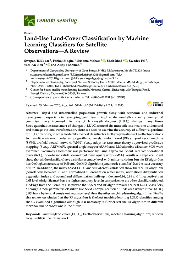 (PDF) Land-Use Land-Cover Classification by Machine Learning Classifiers for Satellite ...