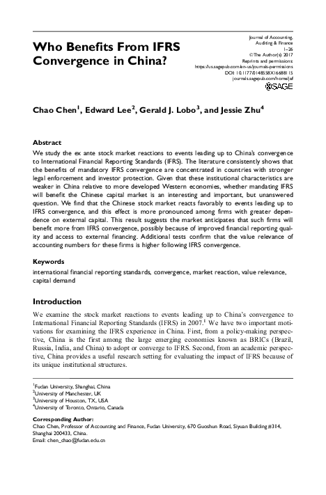 (PDF) Who Benefits from IFRS Convergence in China?