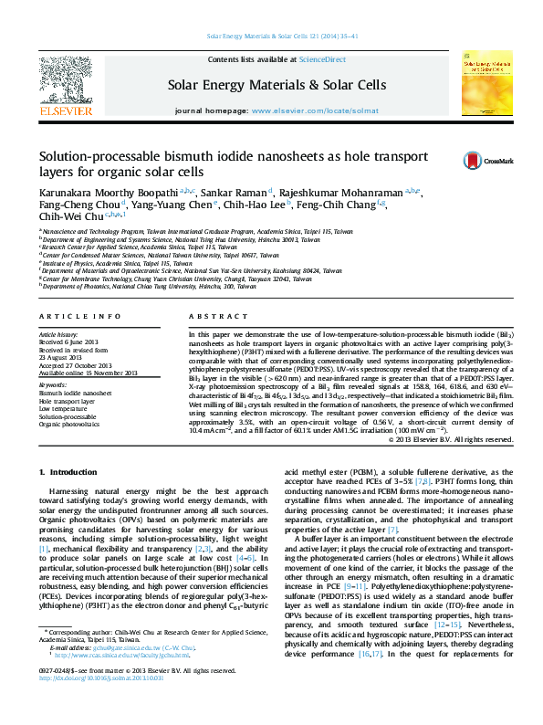 (PDF) Solution-processable bismuth iodide nanosheets as hole transport ...