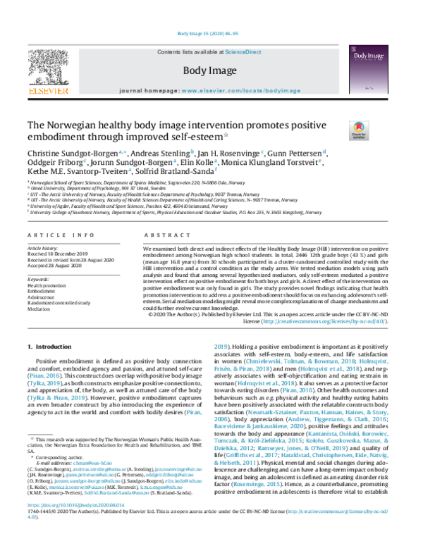(PDF) The Norwegian healthy body image intervention promotes positive ...