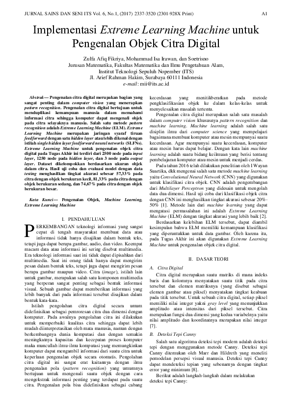 (PDF) Implementasi Extreme Learning Machine untuk Pengenalan Objek ...