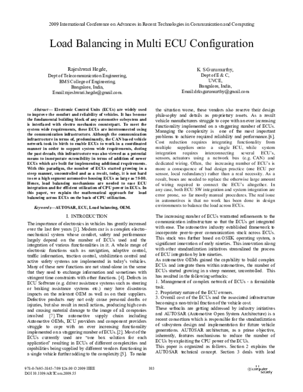 (PDF) Load Balancing in Multi ECU Configuration