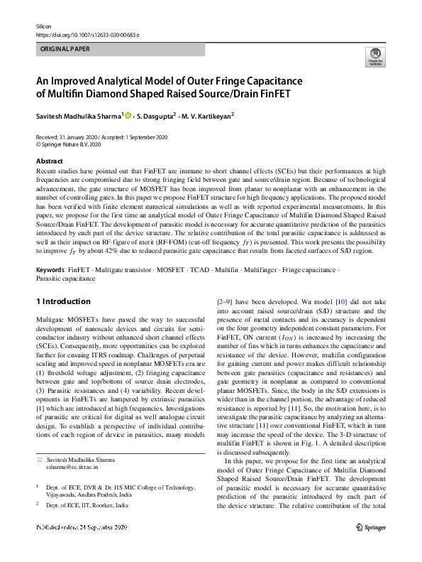 (PDF) An Improved Analytical Model of Outer Fringe Capacitance of ...