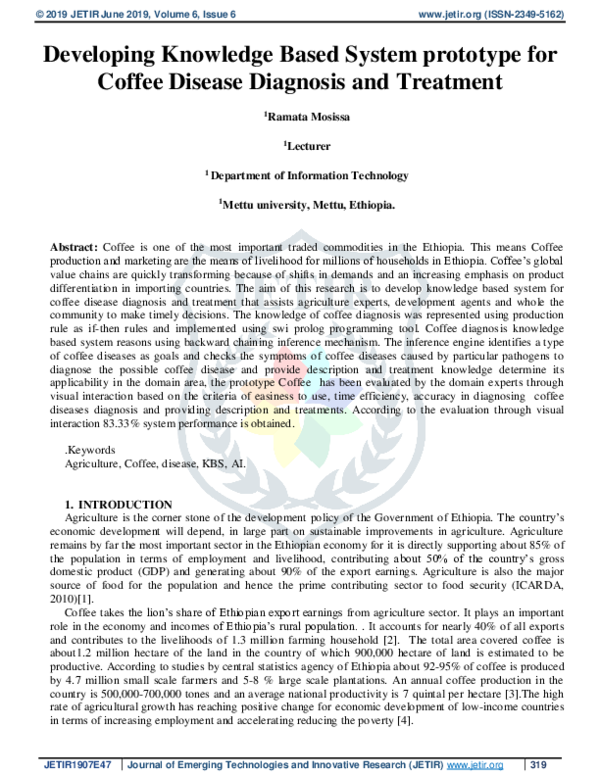(PDF) Developing Knowledge Based System prototype for Coffee Disease Diagnosis and Treatment