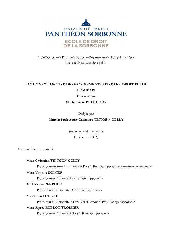 (PDF) L'action collective des groupements privés en droit public français