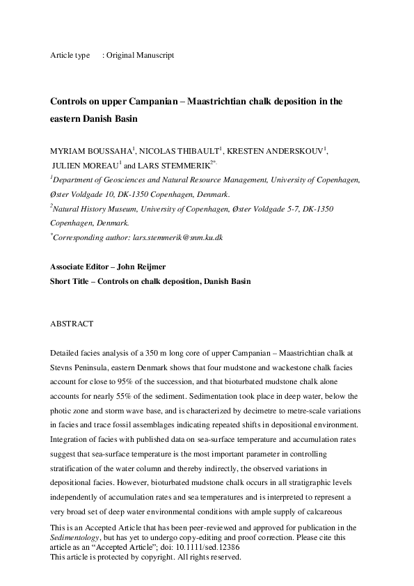 (PDF) Controls on upper Campanian-Maastrichtian chalk deposition in the ...