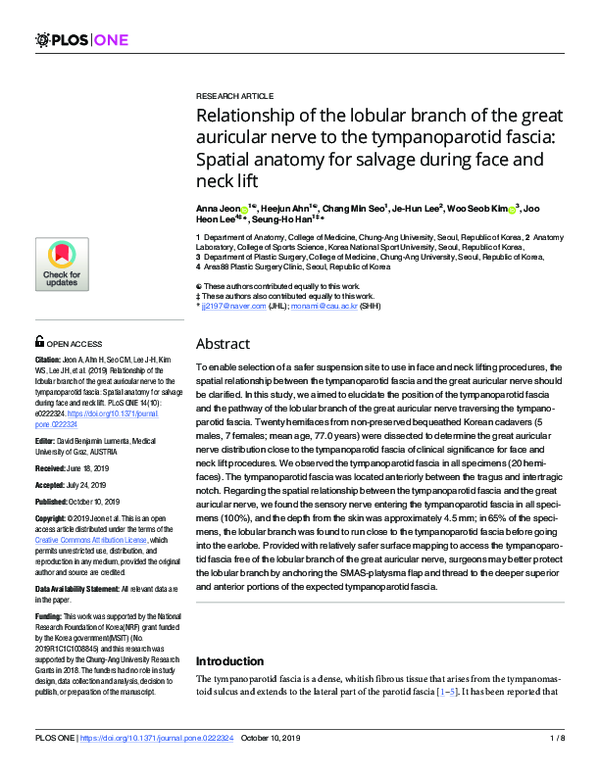 (PDF) Relationship of the lobular branch of the great auricular nerve ...