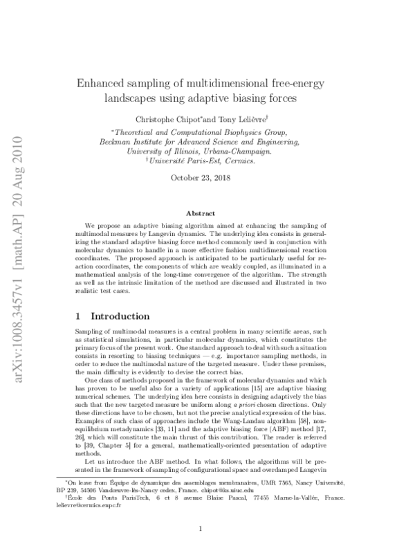 (PDF) Enhanced Sampling of Multidimensional Free-Energy Landscapes ...