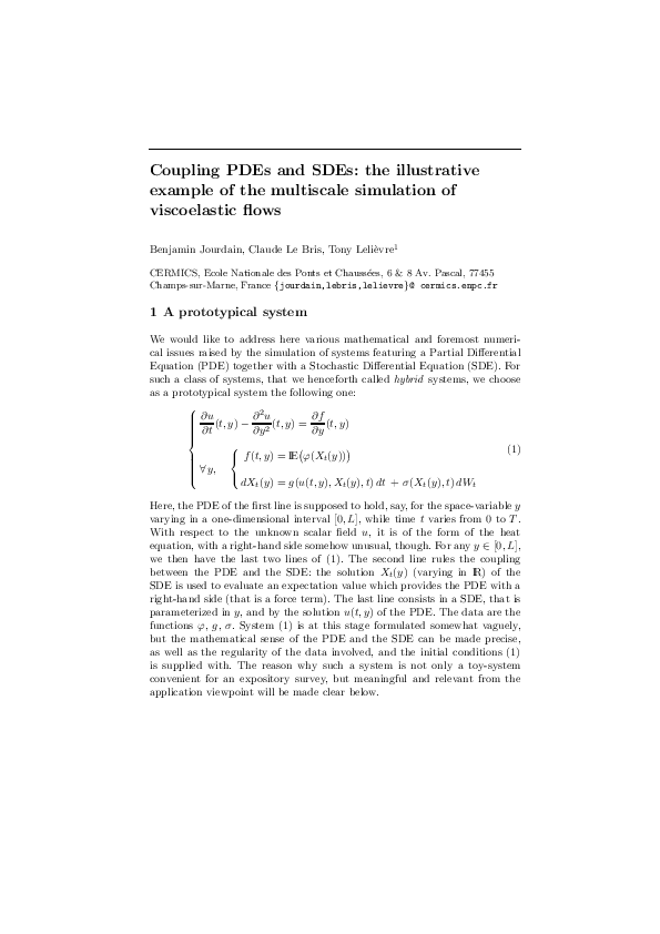 (PDF) Coupling PDEs and SDEs: The Illustrative Example of the Multiscale Simulation of ...