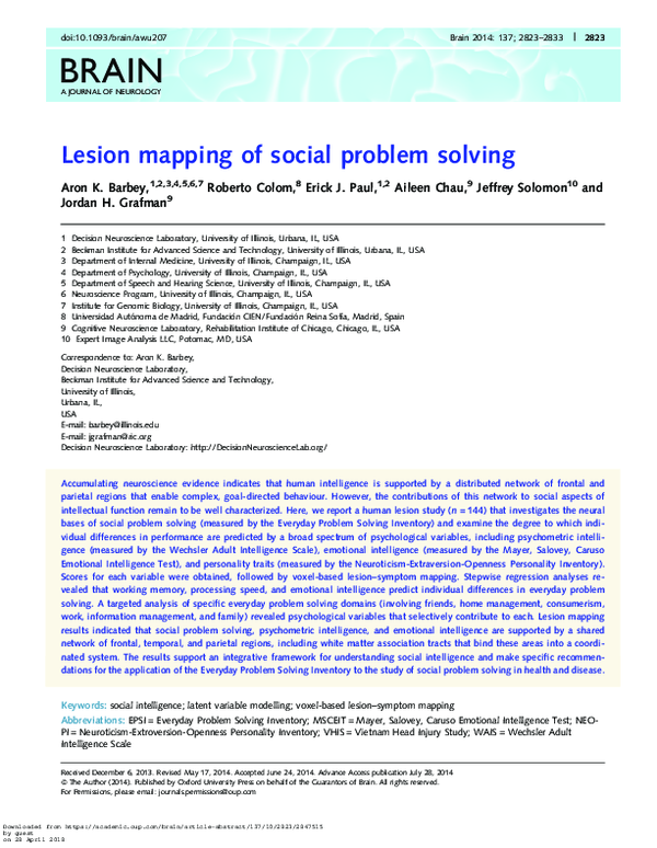 (PDF) Lesion mapping of social problem solving