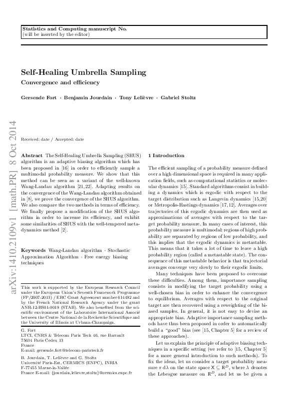 (PDF) Self-Healing Umbrella Sampling: Efficiency & Convergence