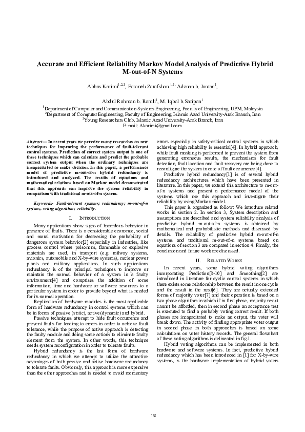 (PDF) Accurate and efficient reliability Markov model analysis of ...