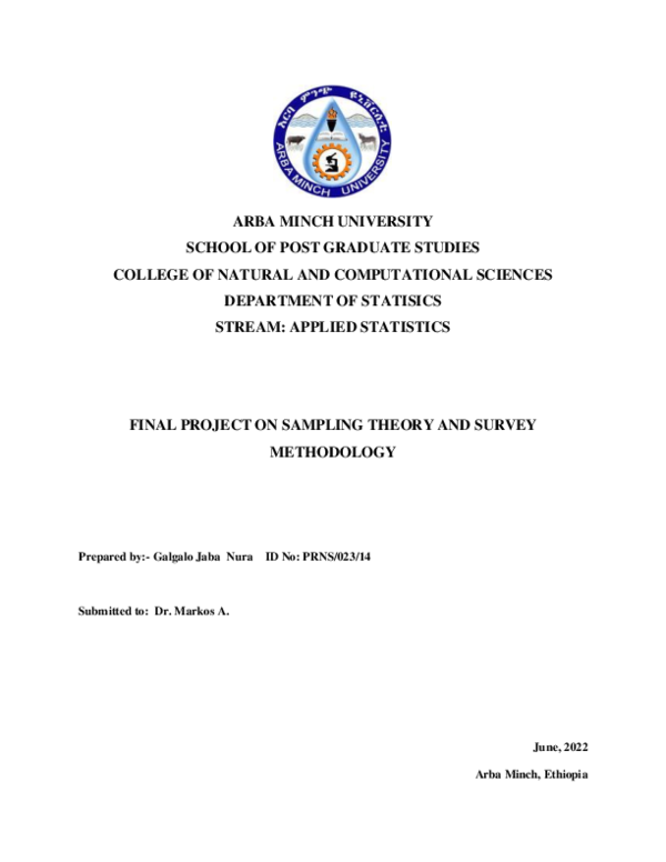 Pdf Sampling Theory And Survey Methodology